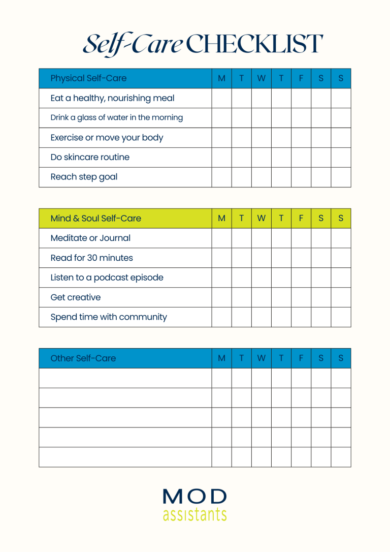 Daily Habits: A Self-Care Checklist for a Healthier Year - MOD Personal ...